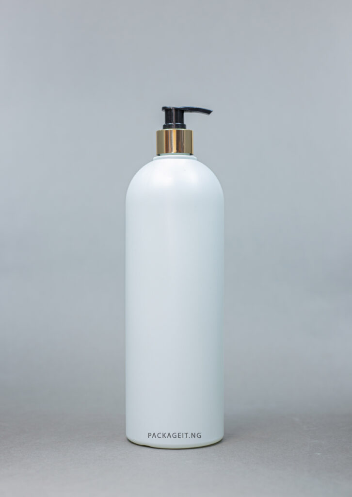 1 LITER BOSTON BOTTLE WITH GOLD PUMP CAP