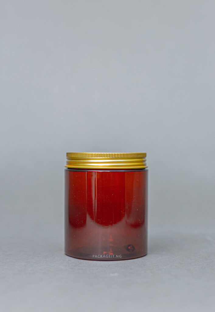 250 ml Premium Amber Jar With Gold Lid For Skincare